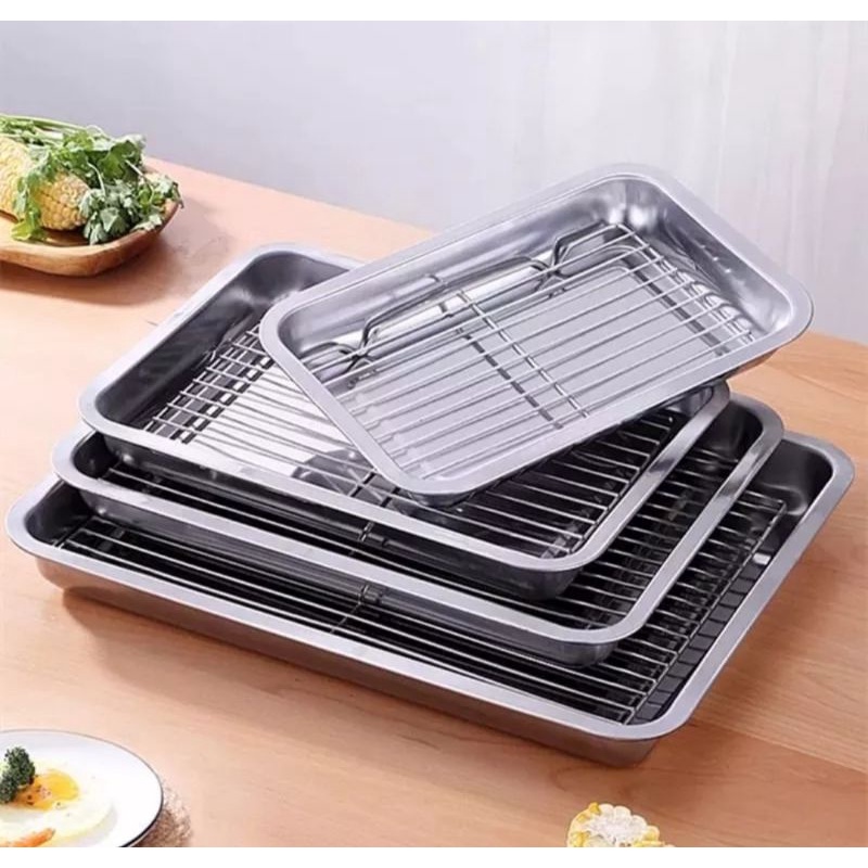 1 Set Colling Drainer Rack And Stainless Tray Oil Container Tray Shopee Singapore