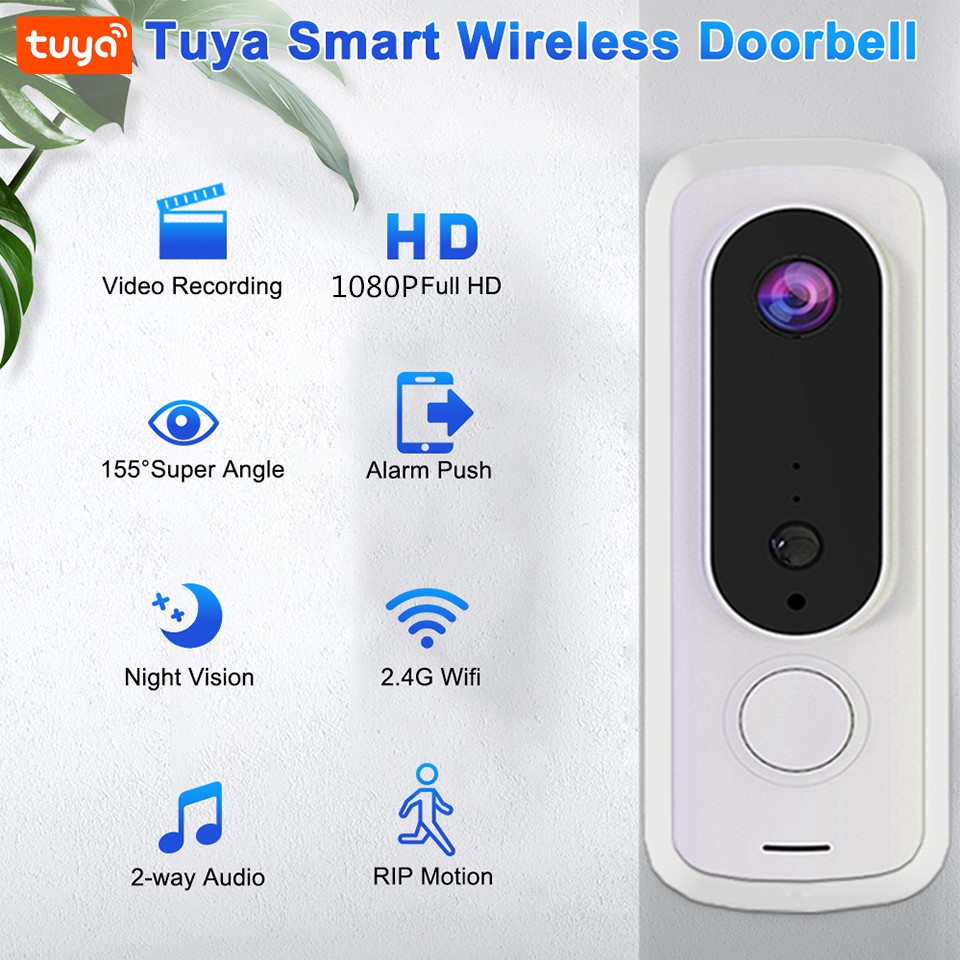 Tuya Smart 1080P HD WiFi Video Doorbell Camera Voice Intercom Smart ...