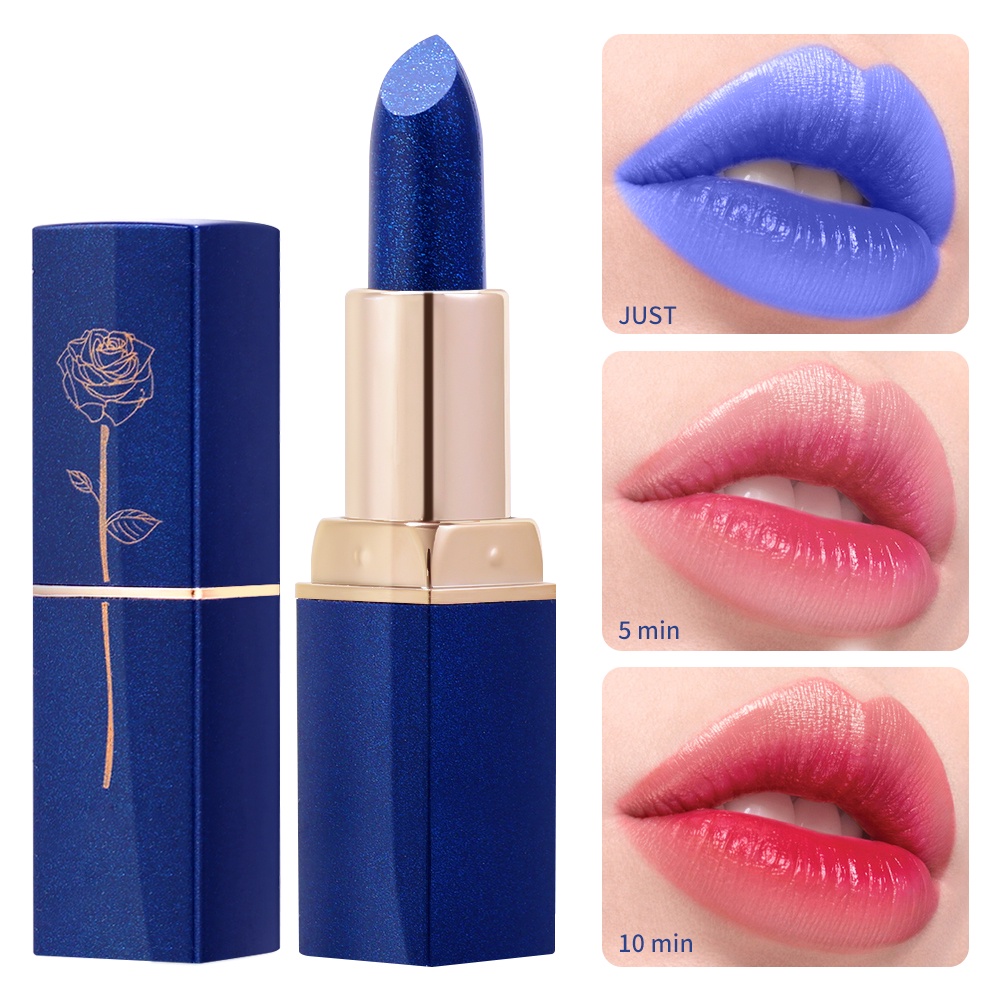 LESSXCOCO Blue Siren Color Changing Lipstick Waterproof Non-Sticky Cup ...