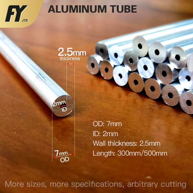 FUYI Aluminum tube OD 7mm ID 2mm alloy tube 7mm outer diameter 2mm ...