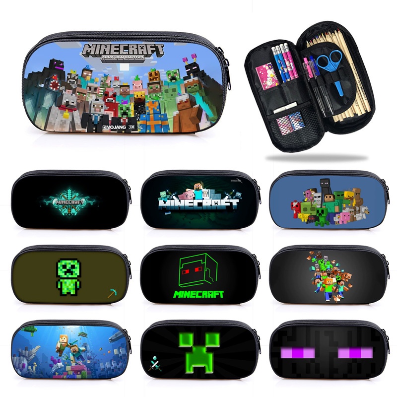 MC game Minecraft Pencil Case Multilayer Anime Pen Bag Boys Girls ...