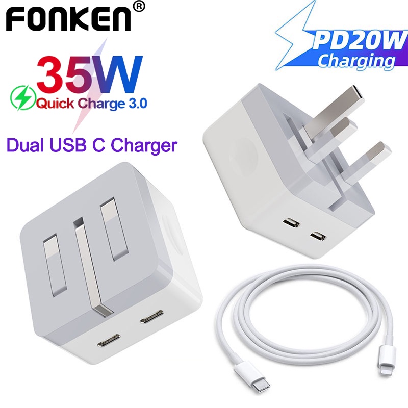 Fonken 35W Dual USB C Fast Charger Type C Port PD 20W Fast Charging QC3 ... Fonken 35W Dual USB C Fast Charger Type C Port PD 20W Fast Charging QC3 ...