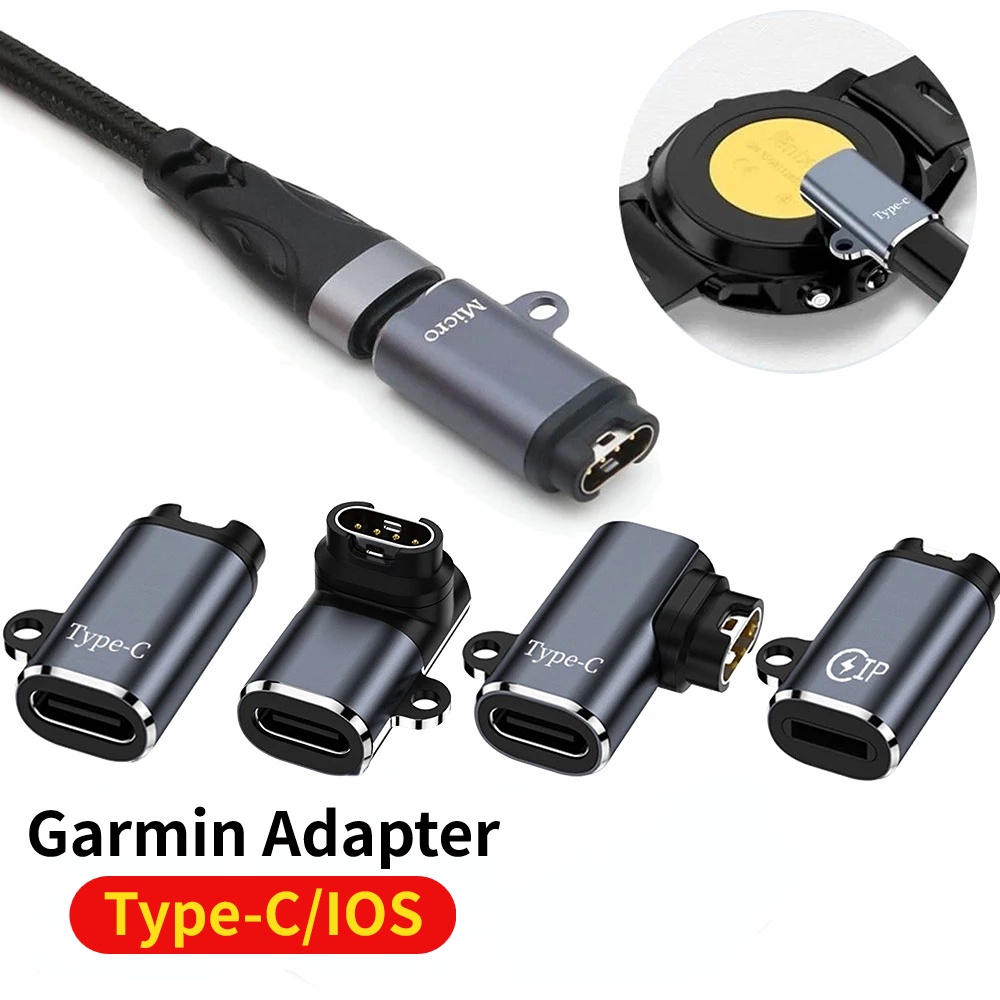 Micro USB/Type-C/IOS Female Head Turn Garmin Watch Charging Adapter ...