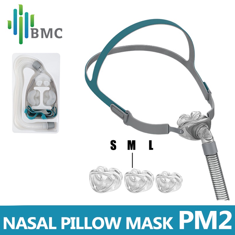 BMC P2 Nasal Pillow CPAP Mask Silicone SML Size All In Medical Sleep Mask For Snoring And Apnea ...