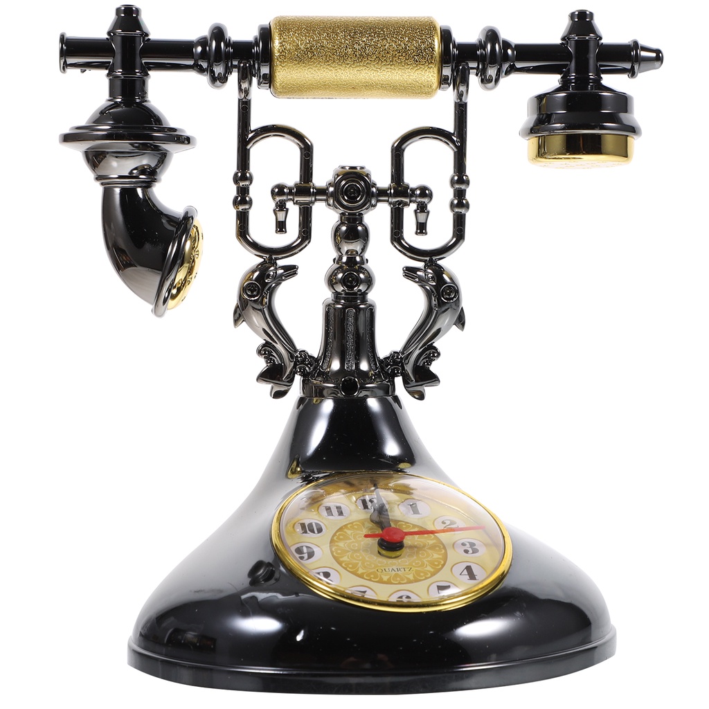 House Phones Telephone Clock Antique Landline Telephone Desk Clock ...