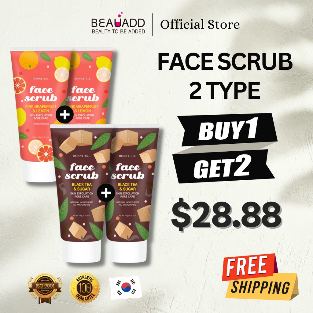 [BONNYHILL] FACE SCRUB BLACK TEA & SUGAR, PINK GRAPEFRUIT & LEMON 150GR ...