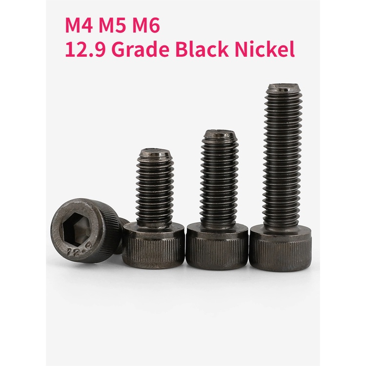 M4 M5 M6 12.9 Grade Black Nickel Hexagon Hex Socket Screw Cup Head ...