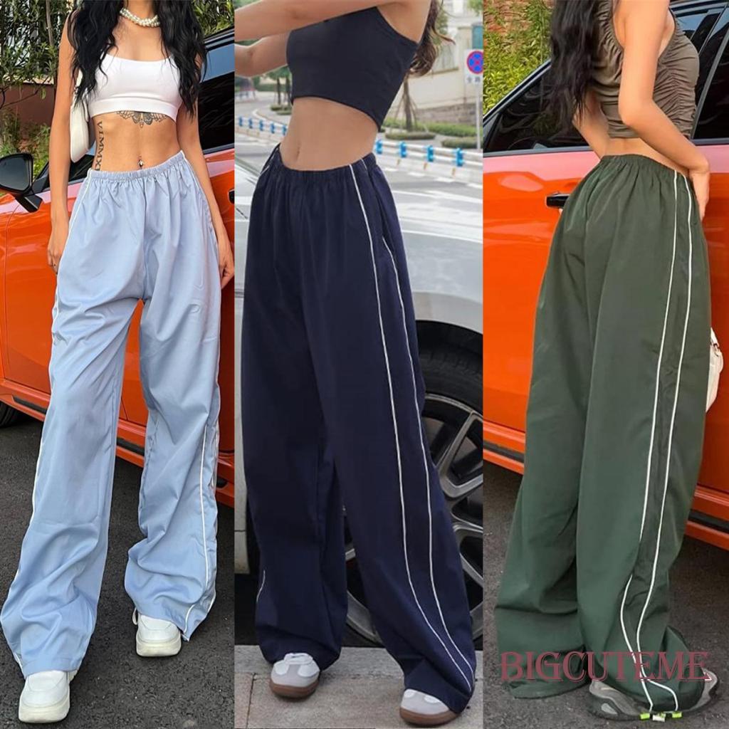 []-Women Baggy Pants Wide Leg Hip Hop Oversized Hippie Drawstring ...