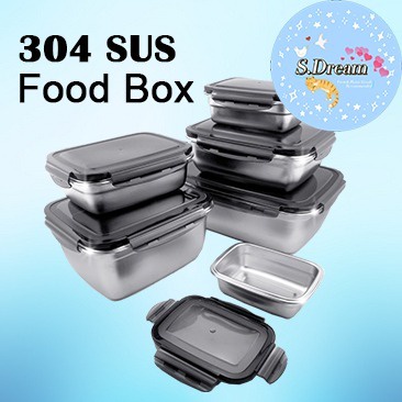 S.D 304 Stainless Steel Food Container with Lid Fresh Keeping Box Food ...