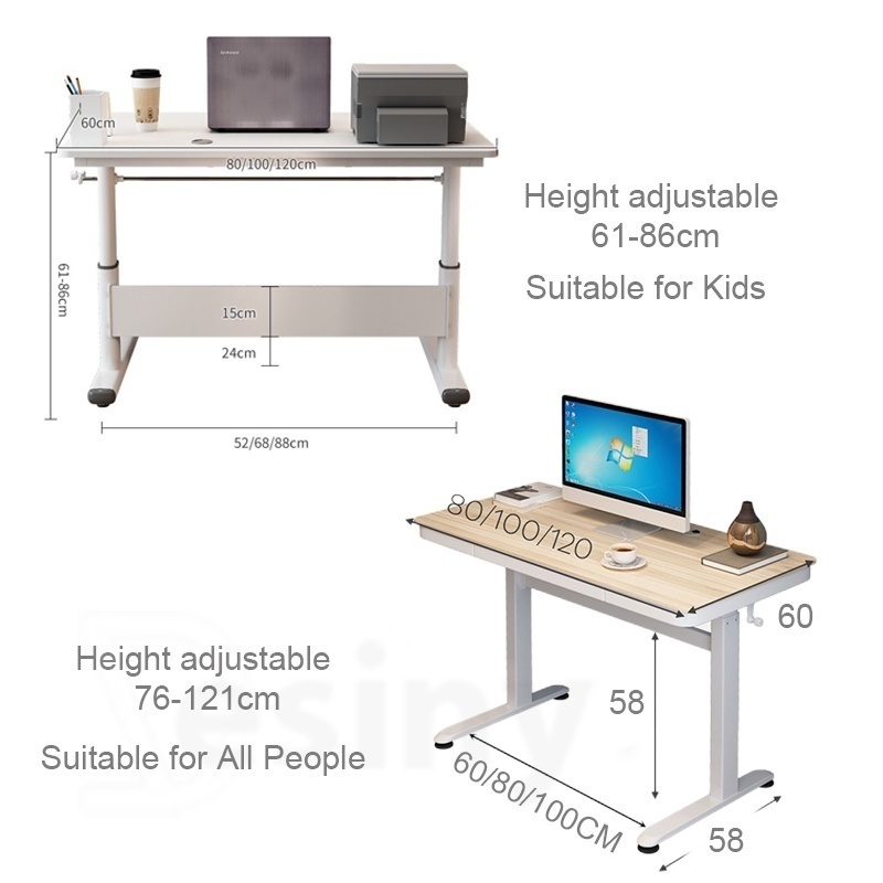 Oo Study Table Standing Handle Desk Glass Moveable Height Adjustable ...