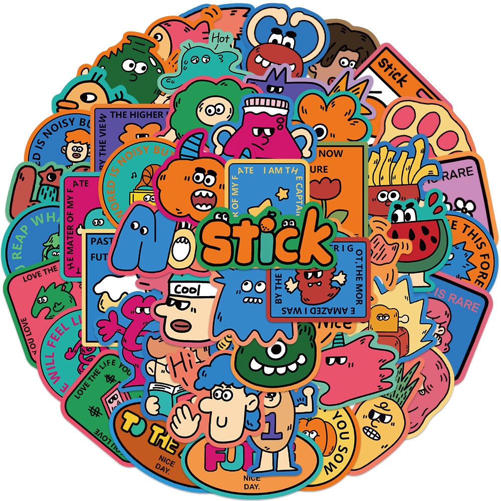50 PCS Cute Funny Monster Sticker Bizarre Cartoon Deacls Kids Toy ...