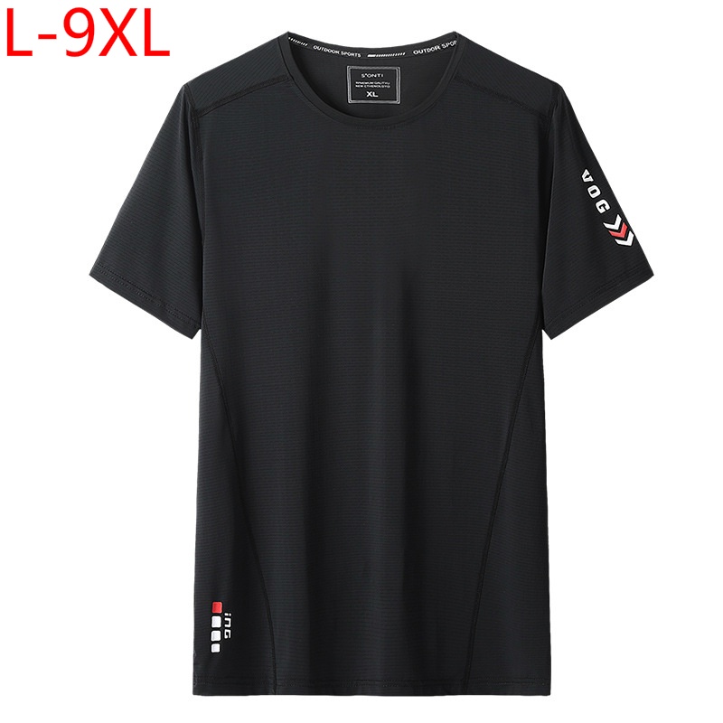 【Plus Size】Men Large Size L-9XL Quick Drying Summer Cool Men Sport Black Short Sleeve T-shirts ...