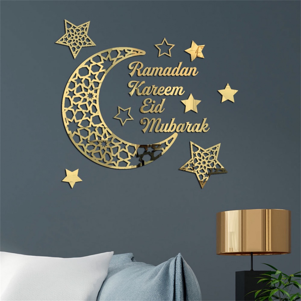 Ramadan Kareem Stickers Decorations Acrylic Eid Mubarak Ornaments Moon ...