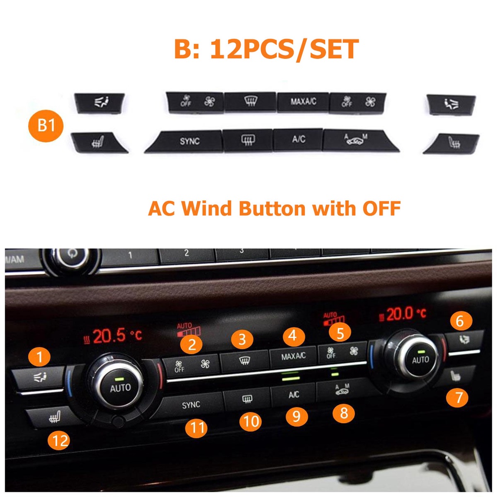 Dashboard Air Conditioner Buttons Cover Caps Replacement For BMW 5 6 7 ...