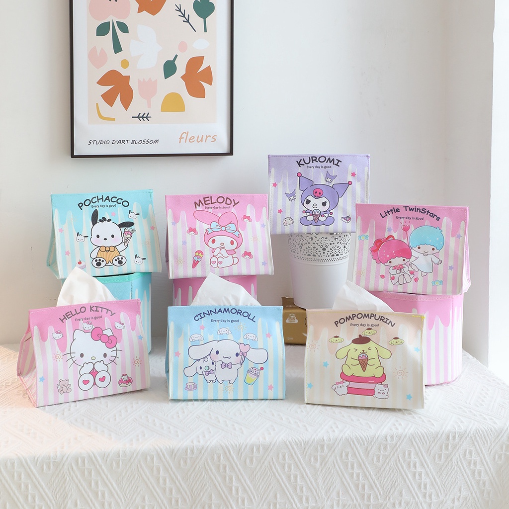Cute Cartoon Car Tissue Box Striped Waterproof Desktop Household Cover ...