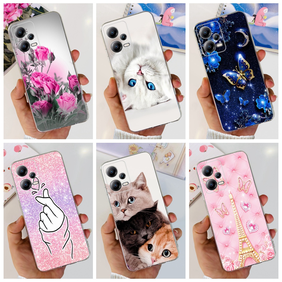 Xiaomi Poco X5 / PocoX5 Pro 2023 Fashion Flower Cat Butterfly Pattern ...