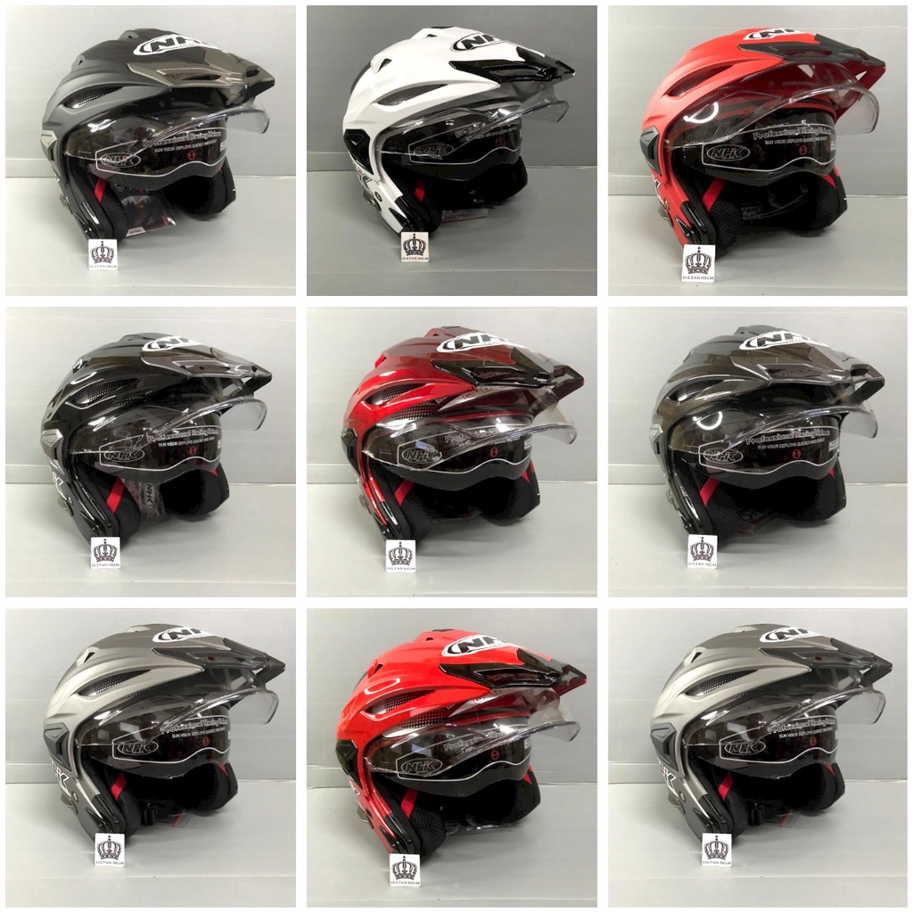 NHK half face helmet PREDATOR CRYPTON Solid Plain Gunmate Glossy Double ...
