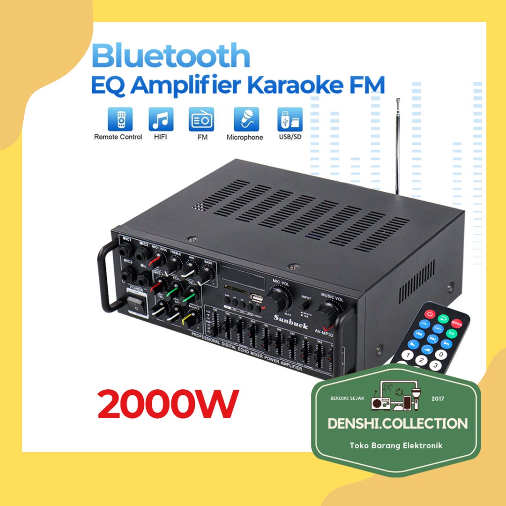 Sunbuck/Kerndy Bluetooth EQ Amplifier Karaoke FM 2000W - AV-MP326BT ...