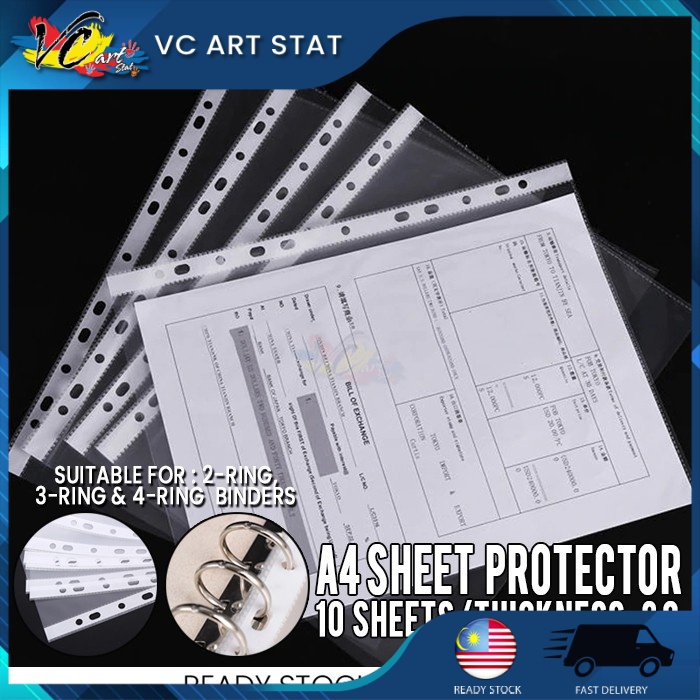 VC Art A4 Clear Sheet Protector 3C/8C Durable Thickness 11 Strong Hold ...