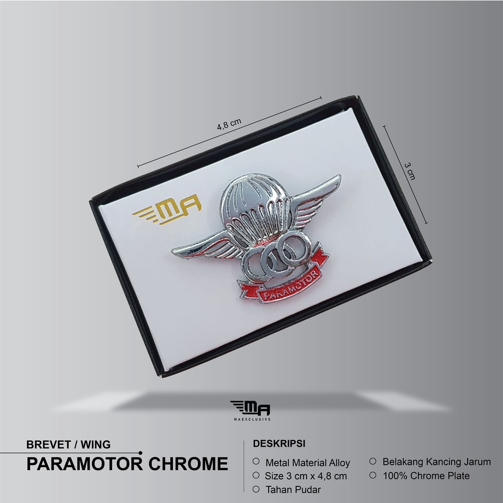 Wing PARAMOTOR CHROME PDH BRIVET BREVET PIN WING PARAMOTOR CHROME ...
