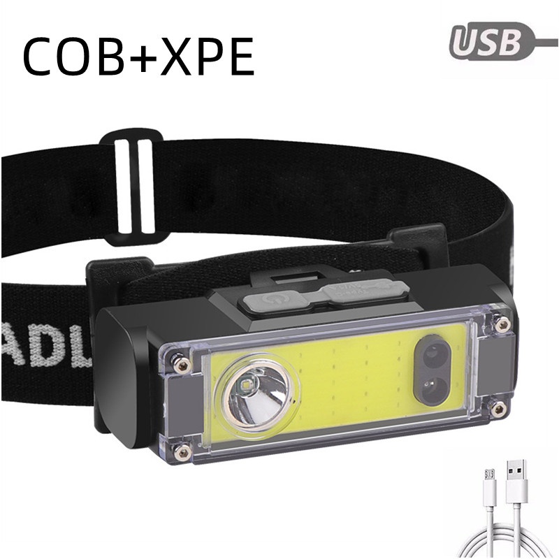 Portable COB headworn work light XPE rechargeable camping light ...