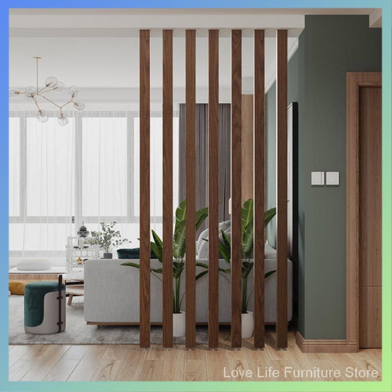 European-style solid wood screen partition, original wooden strip ...