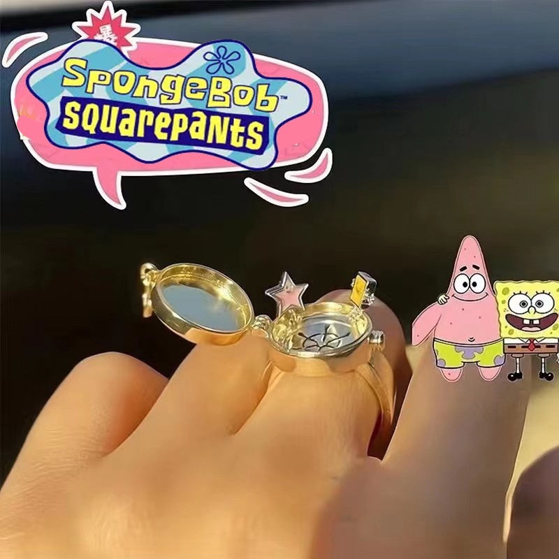 SpongeBob SquarePants BFF Adjustable Opening Ring/ Cartoon Cross Chain ...