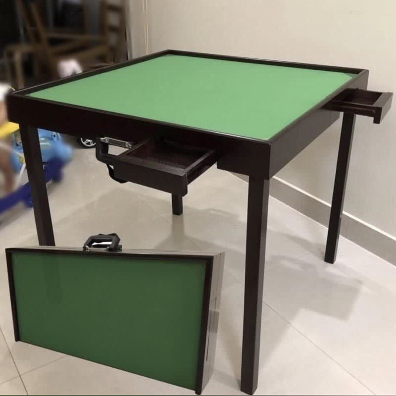 Foldable Mahjong Table Portable Folding Solid Wood Drawers Dining Table ...