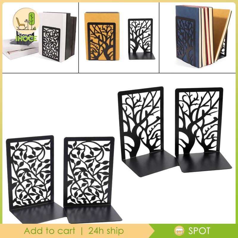 [Ihoce] Book Ends, Heavy Duty Iron Bookend Supports Stable Bookends for ...