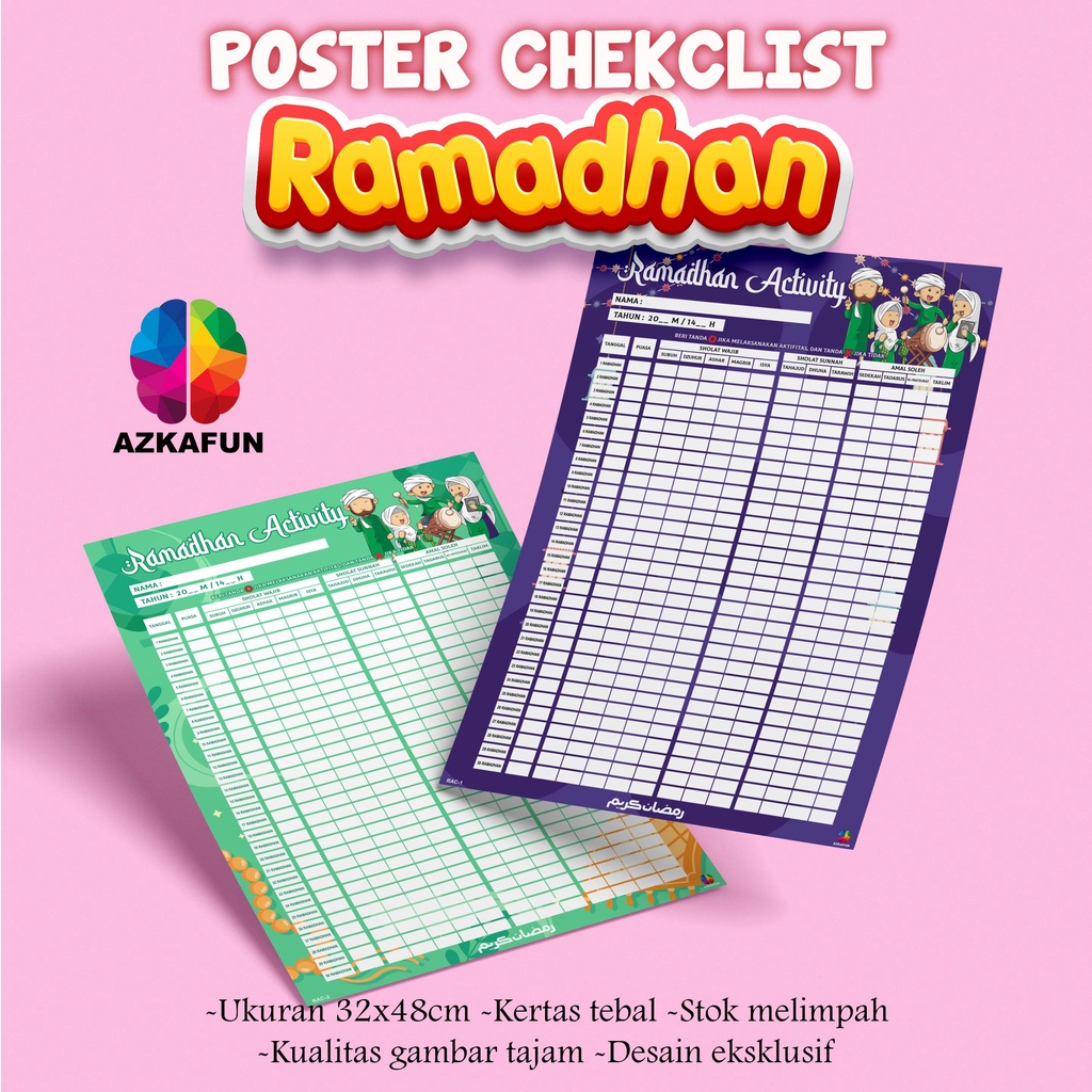 Ramadan ACTIVITY Checklist Poster - Ramadhan Checklist | Shopee Singapore