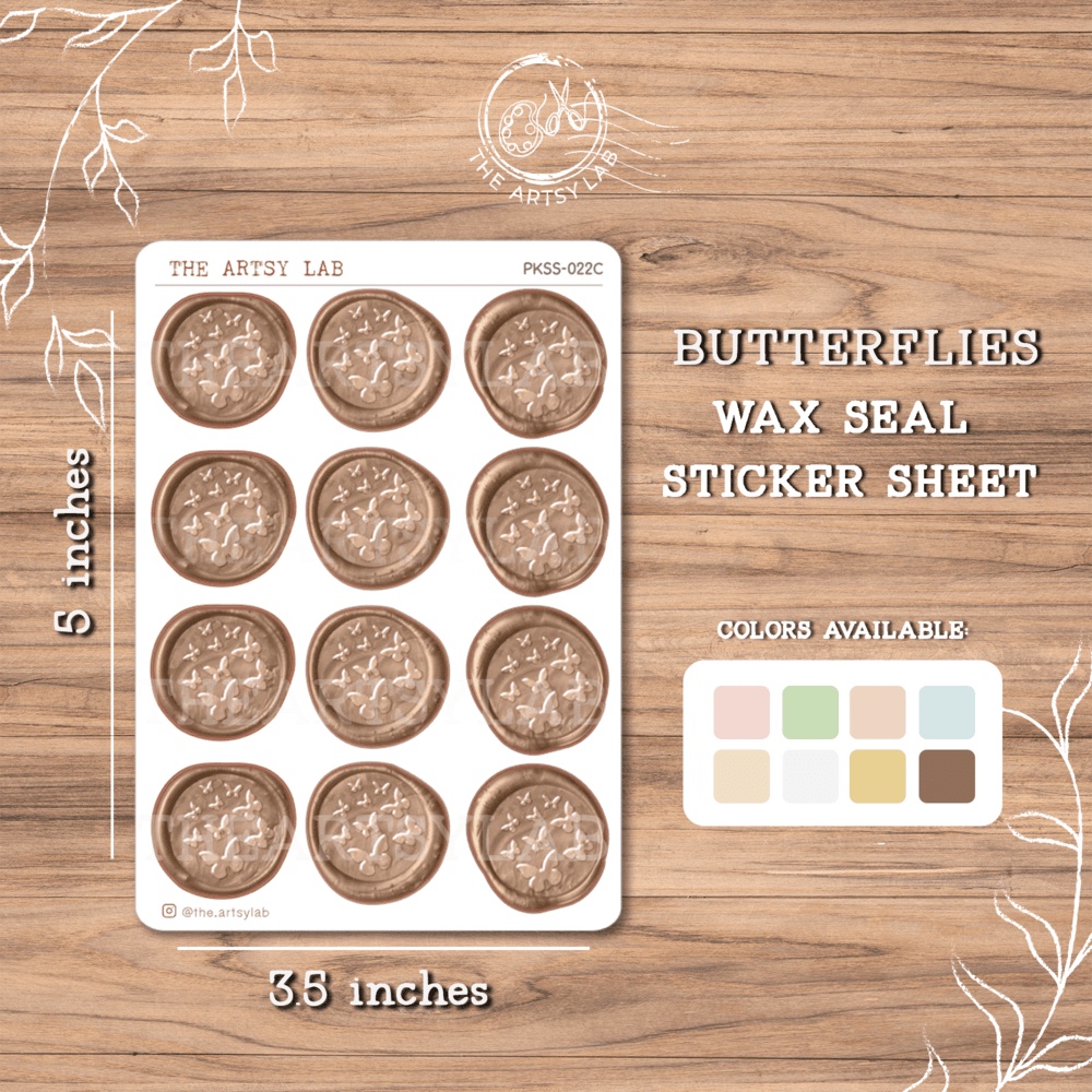 Butterfly Wax Seal Sticker Sheet, Aesthetic Stickers for Planner and ...