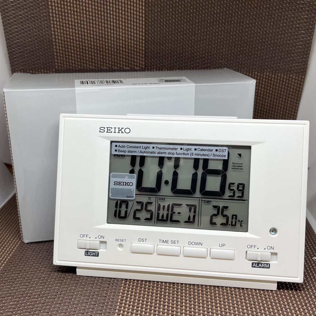 [Original] Seiko Clock QHL075W White Digital Auto Constant Light Alarm ...