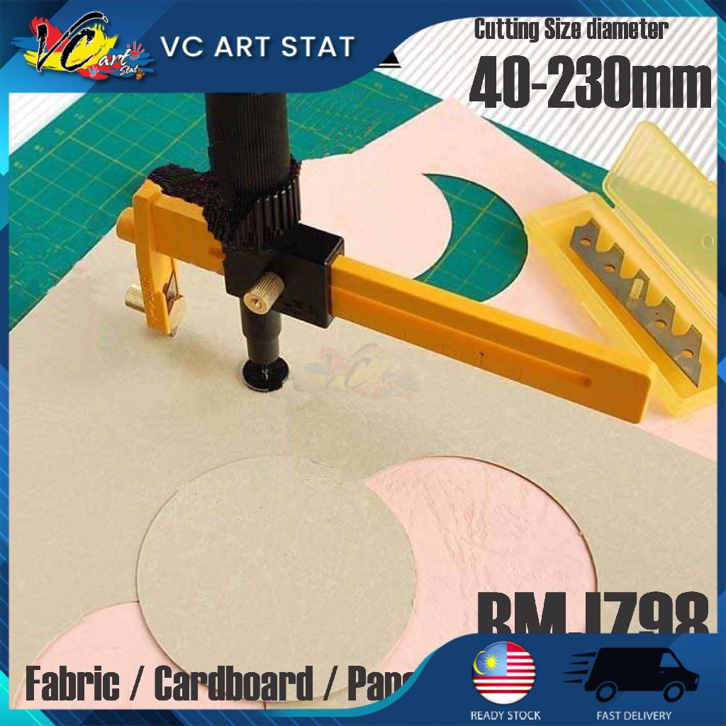VC Art BMJ798 Rotary Circle Cutter with Blades Round Paper Compass ...
