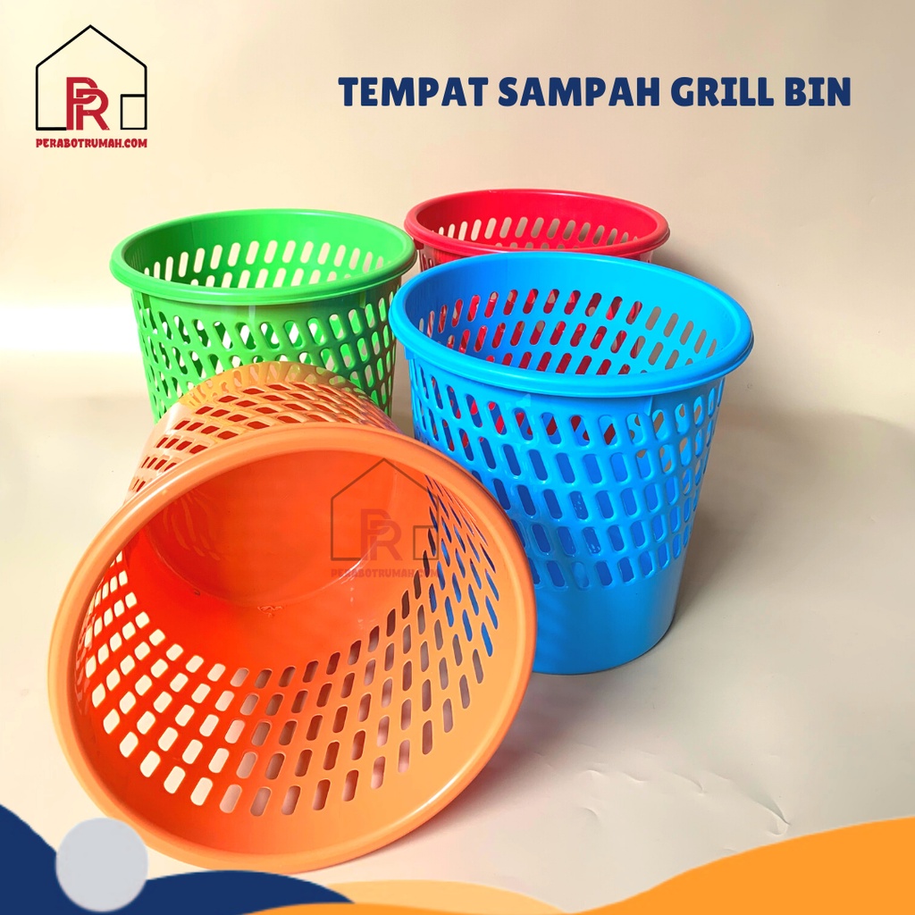 Round Basket Trash Can/Thick Plastic Grill Bin Garbage Box | Shopee ...