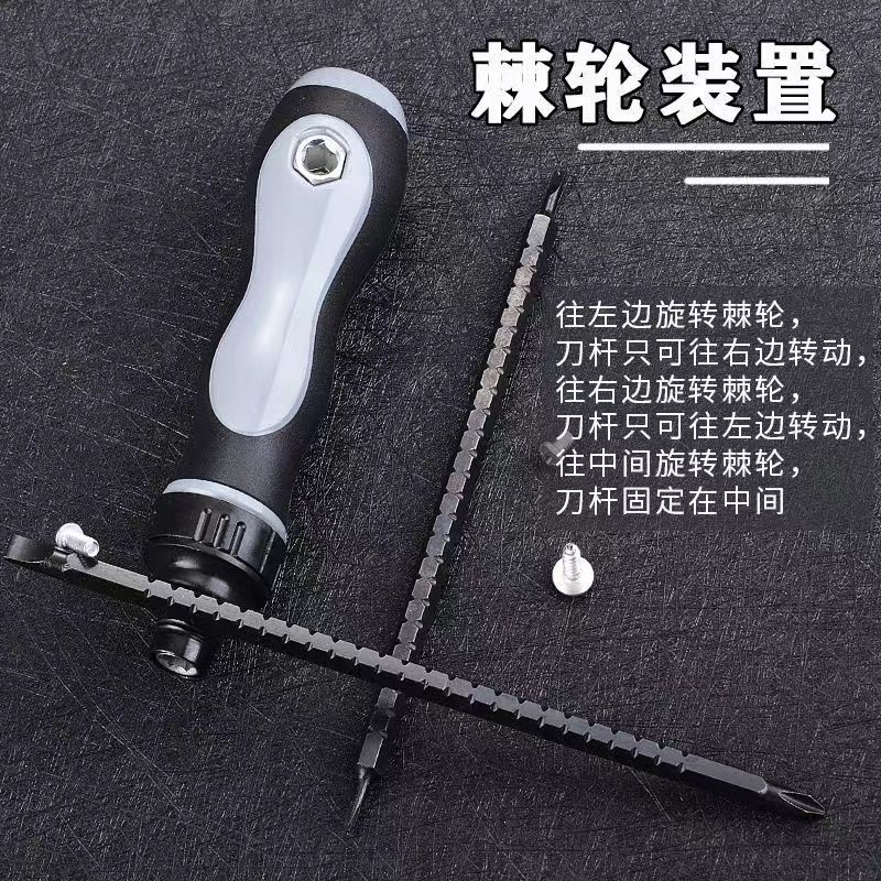 German Imported Two-Way Ratchet Screwdriver Set Phillips Flat Multi-Bit ...