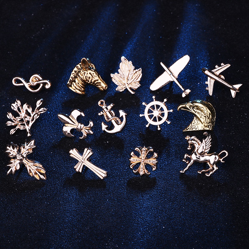 Men Simple Maple Tree Horse Pegasus Cross Mini Brooch Corsage Collar ...