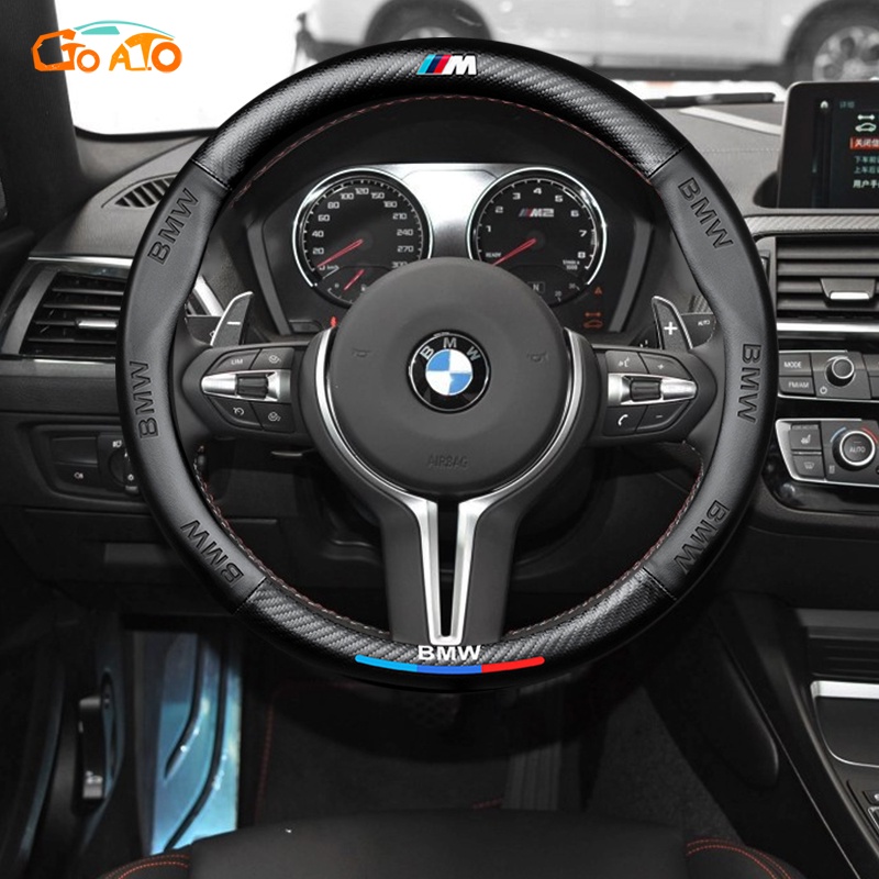GTIOATO Car BMW M Carbon Fiber Leather Steering Wheel Cover Suitable ...
