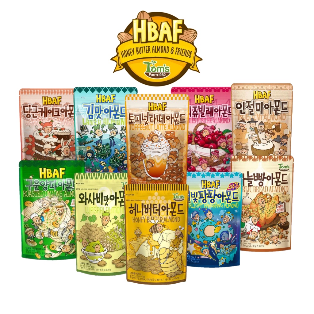 [HBAF] Korean Seasoning Almonds Snacks 120g, 190g / Honey Butter, Wasabi, Roasted Onion, Baked ...