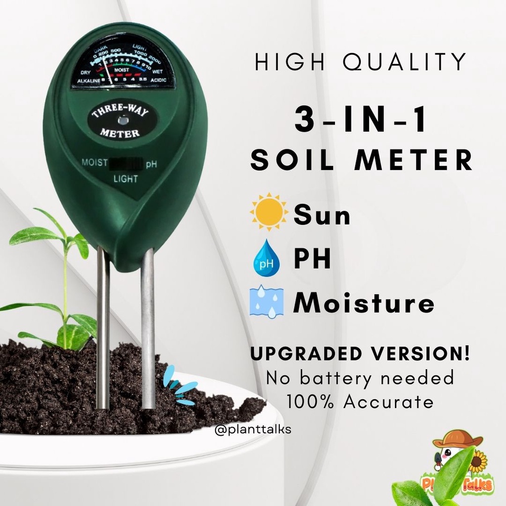 3 in 1 Soil Meter / PH Meter / Moisture Meter / Light Meter / Gardening ...