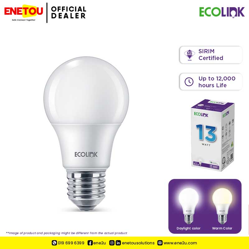 ECOLINK 13W LED BULB E27 230V (3000K | 6500K) | Shopee Singapore