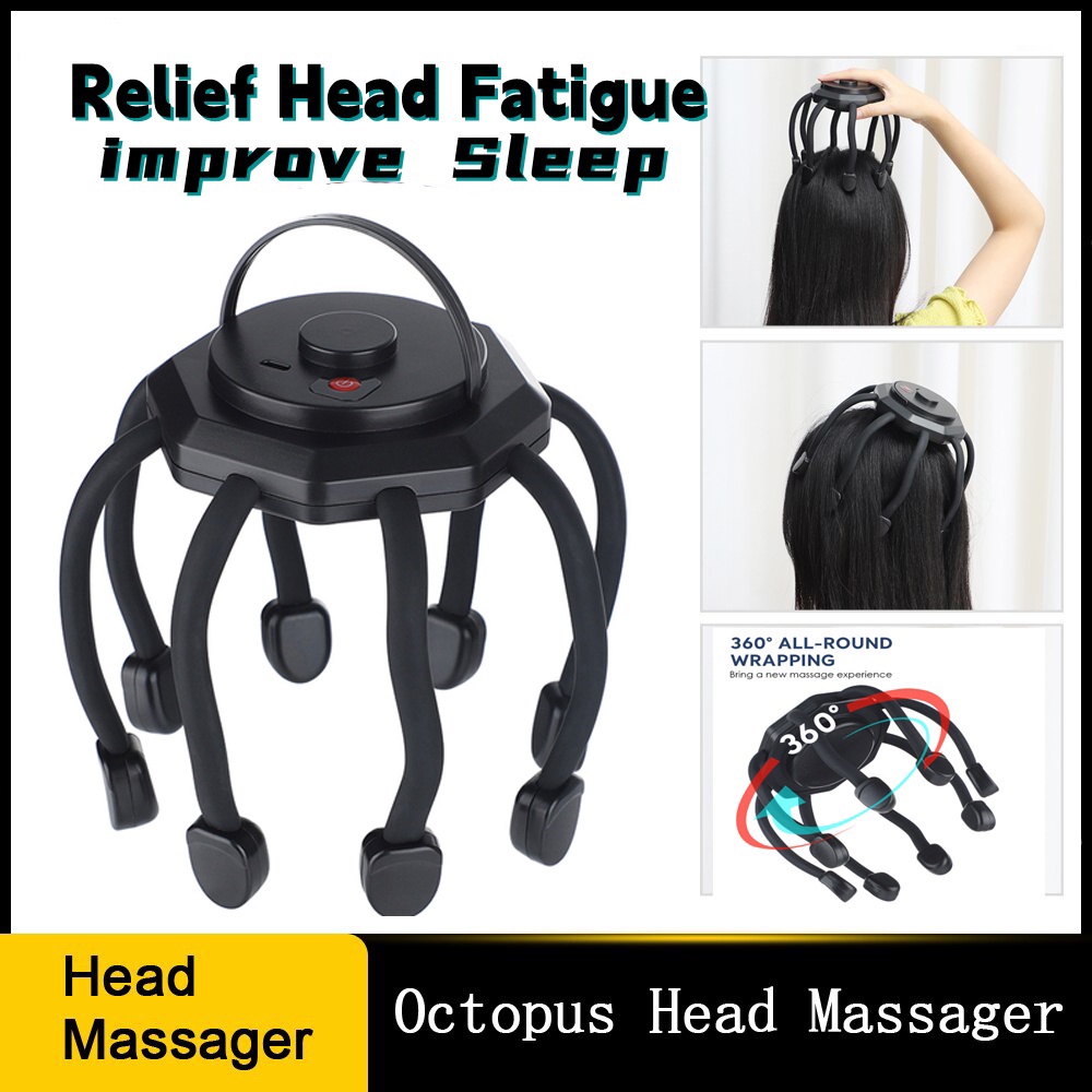 Electric Octopus Claw Scalp Massager Hands Free Therapeutic Head ...