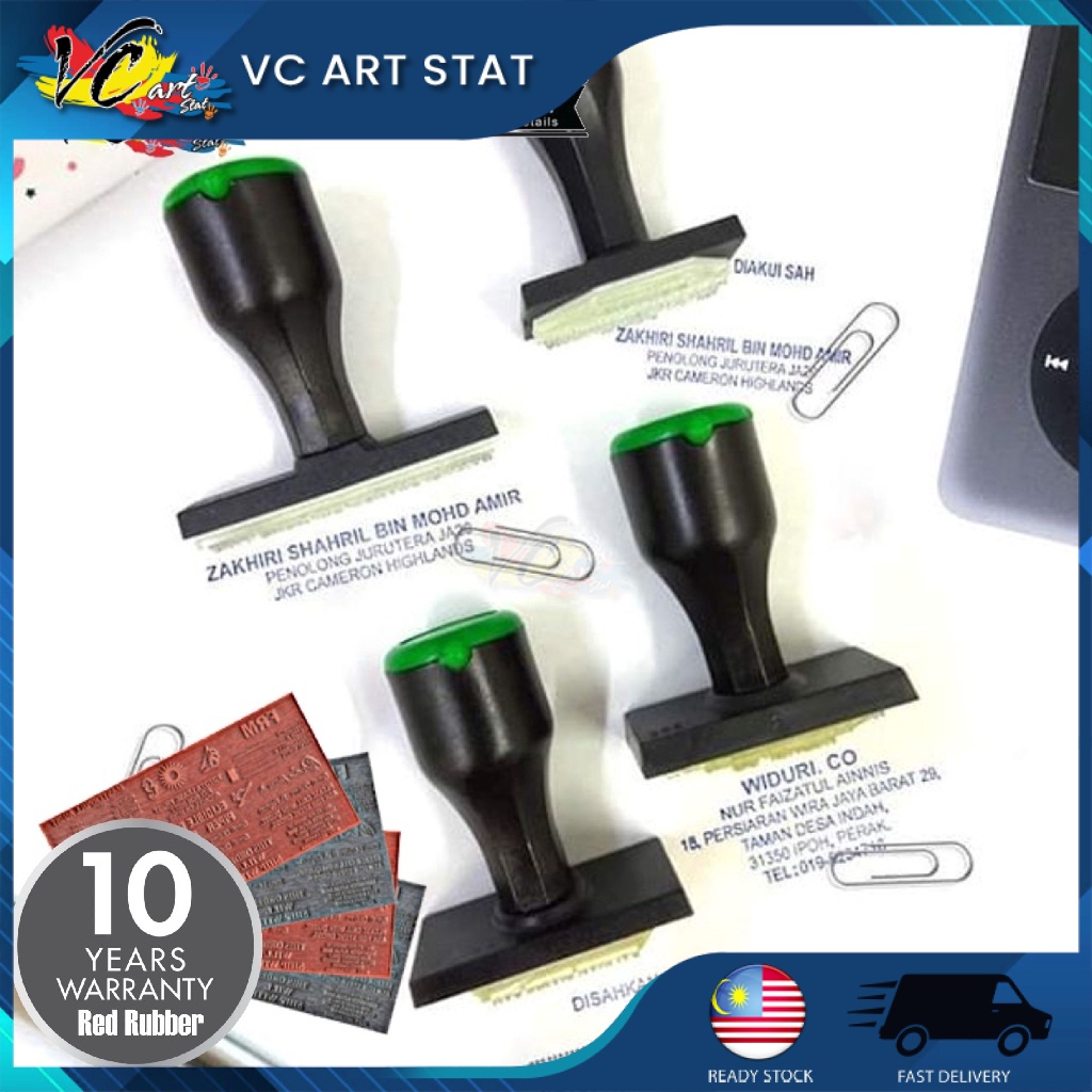 Custom Rubber Stamp, Cop Nama / Logo / Syarikat, 1 - 8 Lines, Name ...