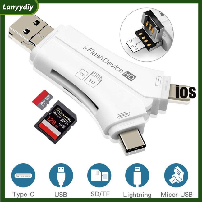 lA 4-in-1 Otg Card Reader Universal Multi-functional Mobile Phone Tf Sd ...