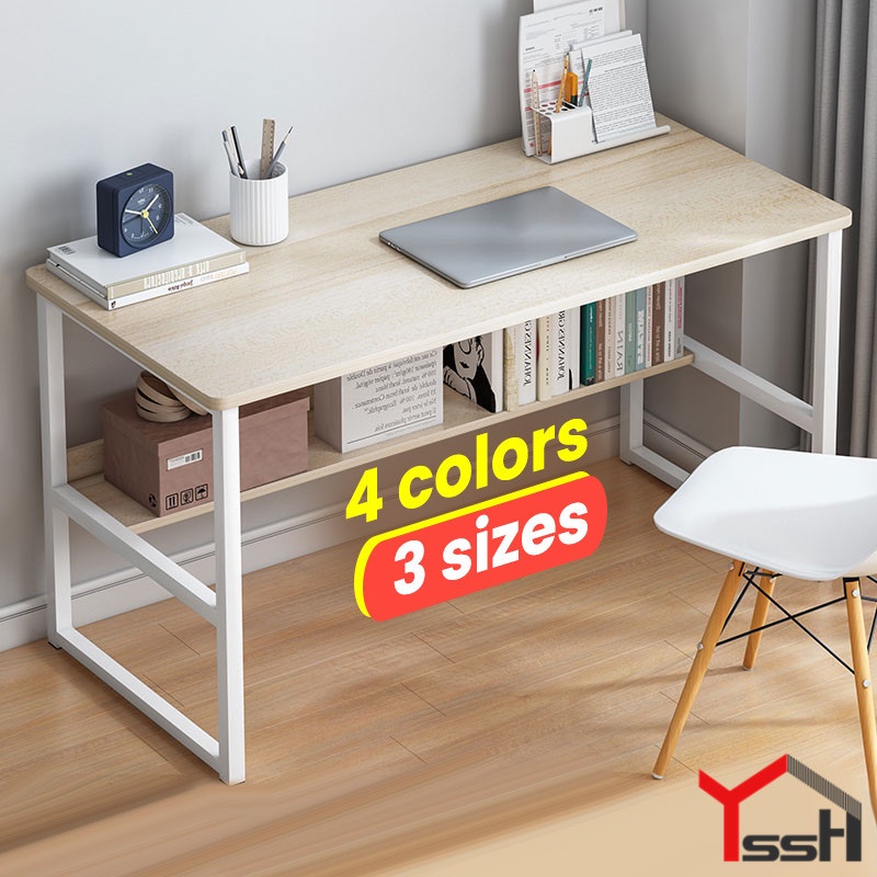 YSSH Simple Study Desk With Shelves Modern Study Table With Shelf ...
