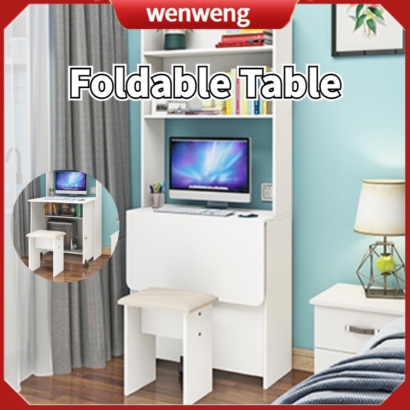 【In stock】Wenweng Computer Desk With Shelf Kid Foldable Study Table ...