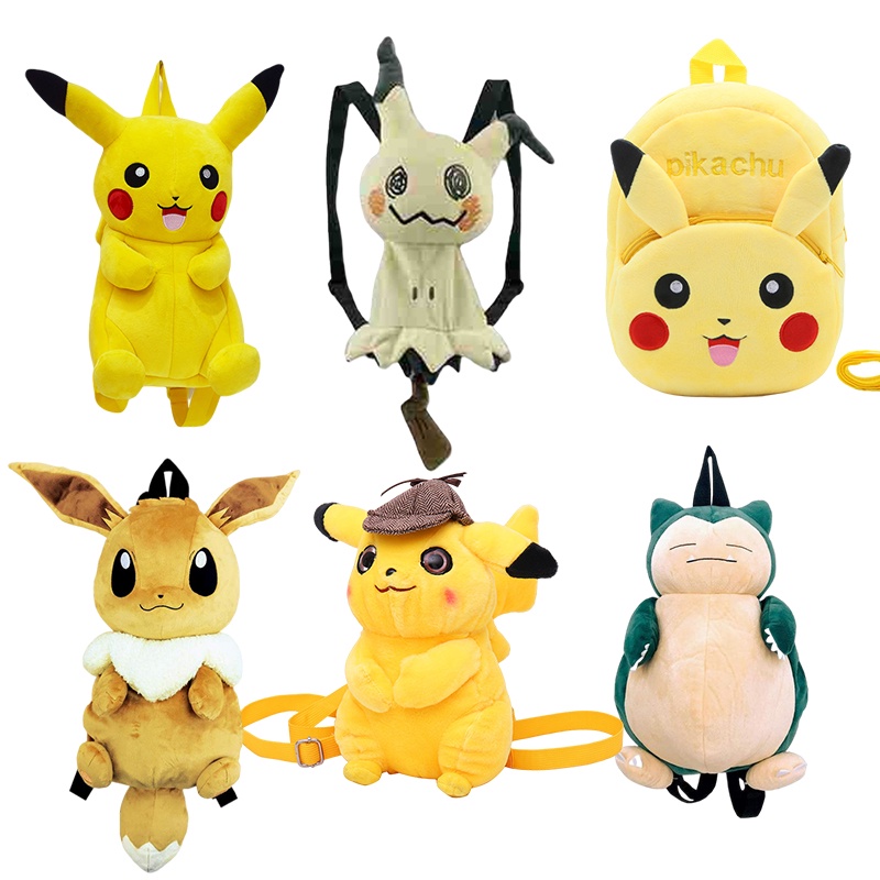 Pokemon Pikachu Eevee Snorlax Charmander Psyduck Plush Backpack ...