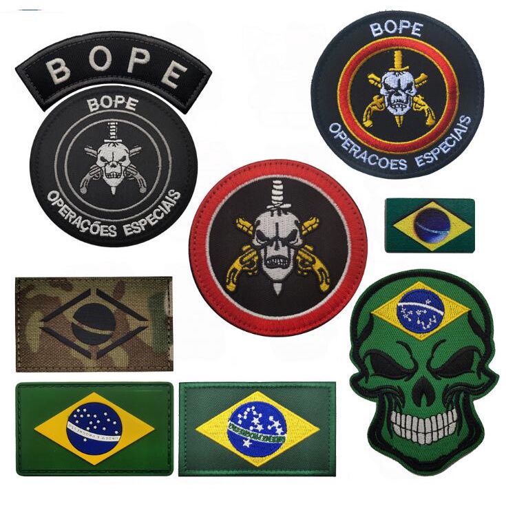 National Flag Patch BOPE Brazil 3D Embroidered Cloth Sticker Velcro ...