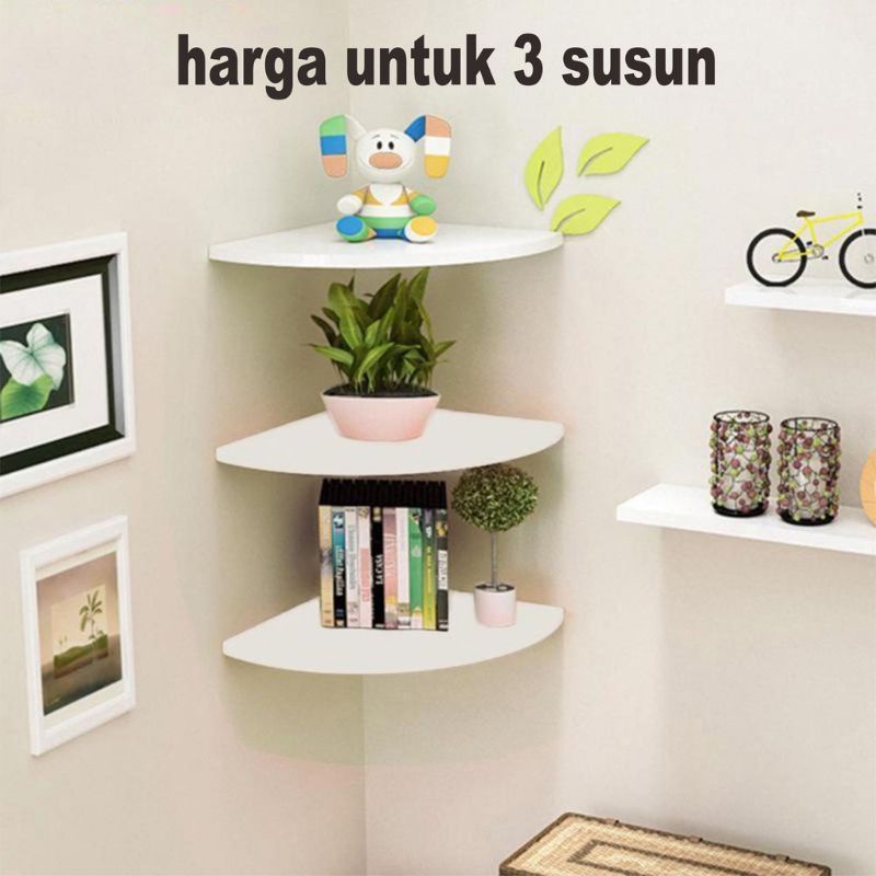 KAYU 3-tier Wall Corner Shelf Set Wooden Shelf Hanging Shelf Room ...