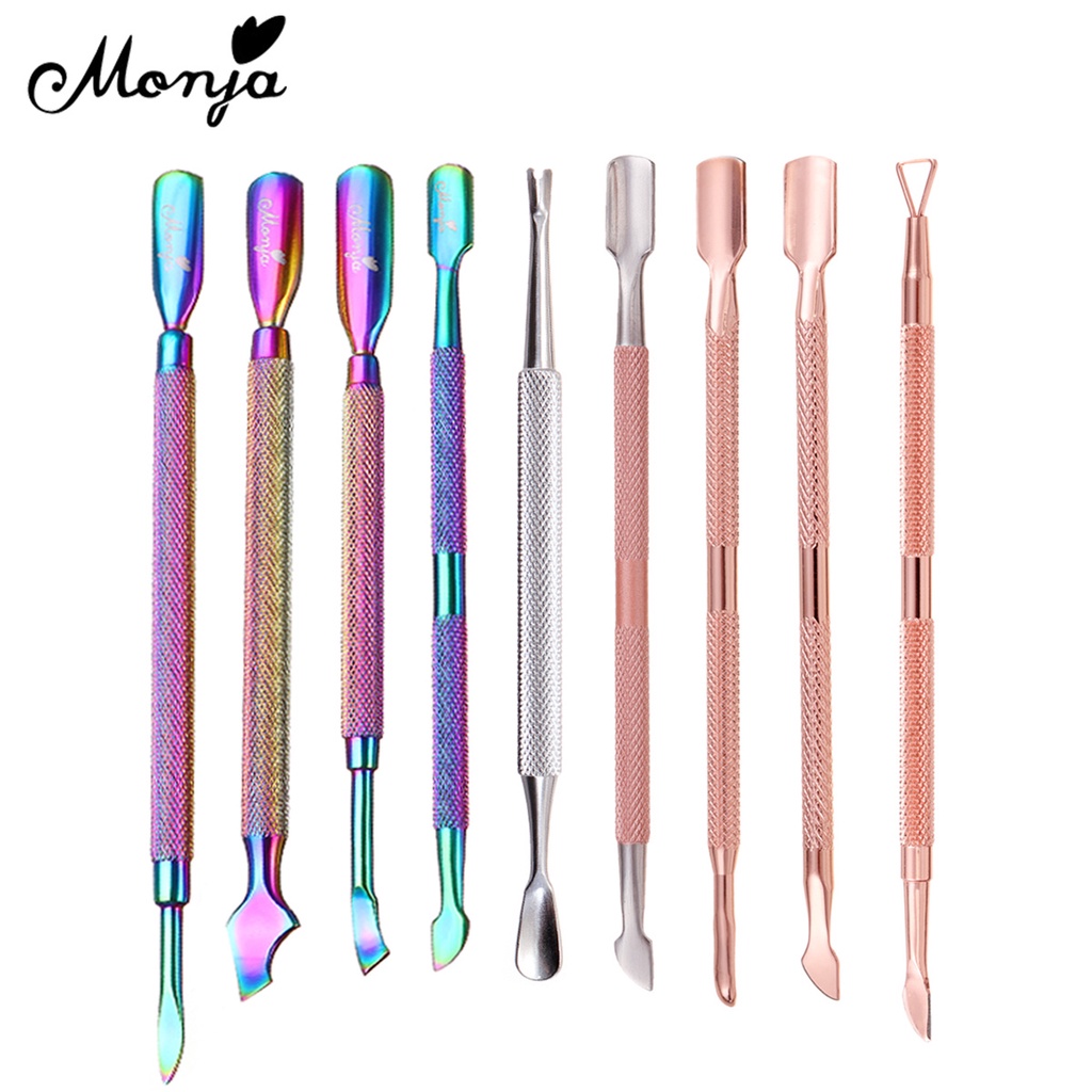 Monja Double-Ended Nail Art Pusher Tools Stainless Steel Cuticle Dead ...