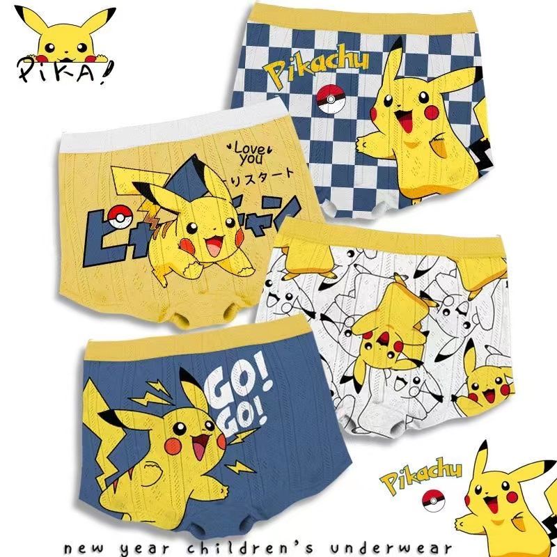 [4 Pcs]Kids Pikachu Pokemon Underwear Drawers Underpants Boys Girls ...